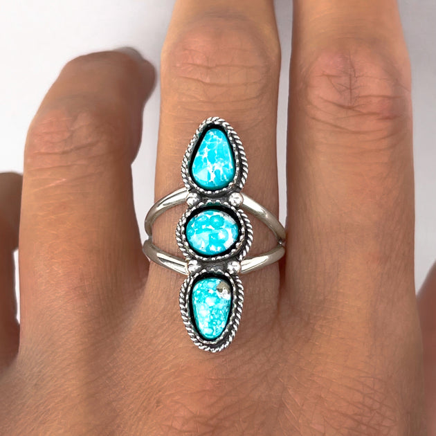 Whitewater turquoise ring in silver – La Femme Boheme