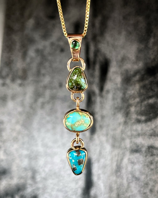 The turquoise collector's necklace in 14K gold-fill – La Femme Boheme